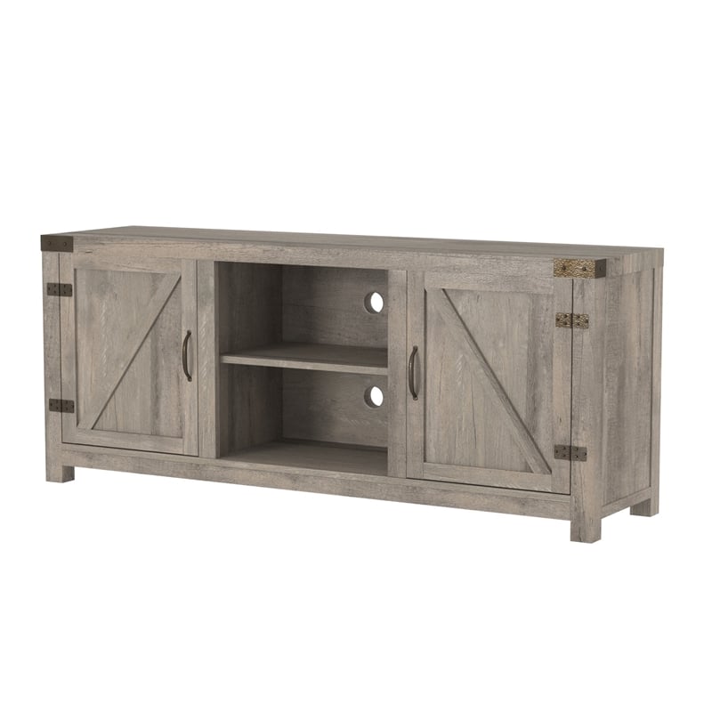 Walker Edison 58" Farmhouse Barndoor TV Stand in Gray Wash | Cymax Business