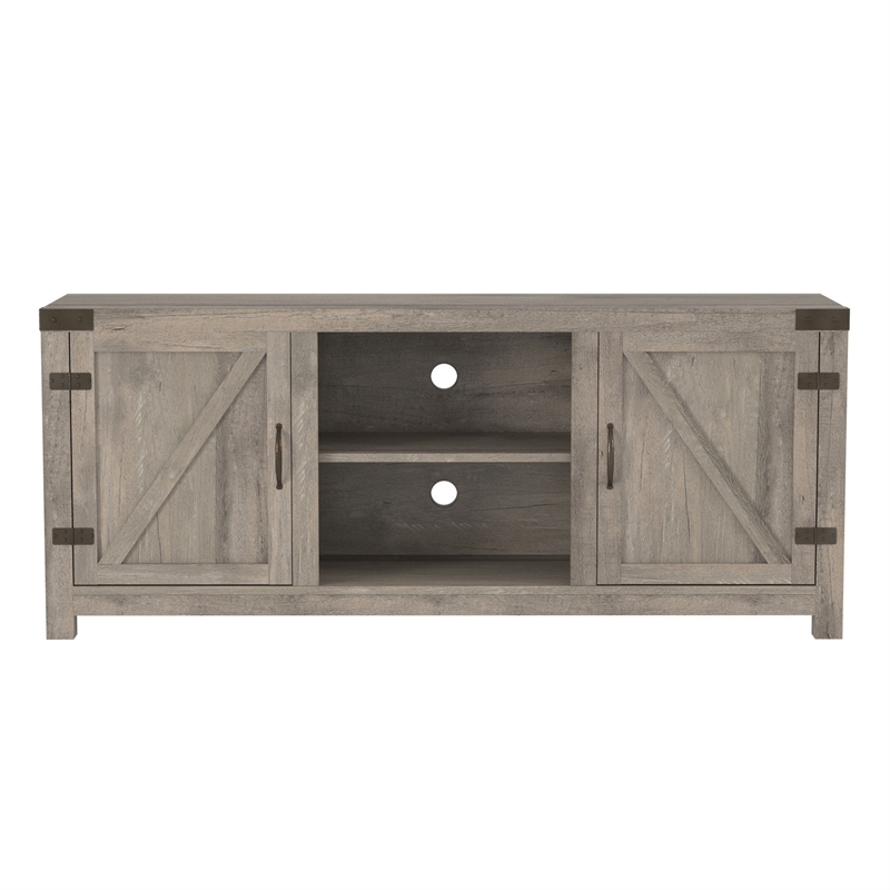 Walker Edison 58" Farmhouse Barndoor TV Stand in Gray Wash | Cymax Business