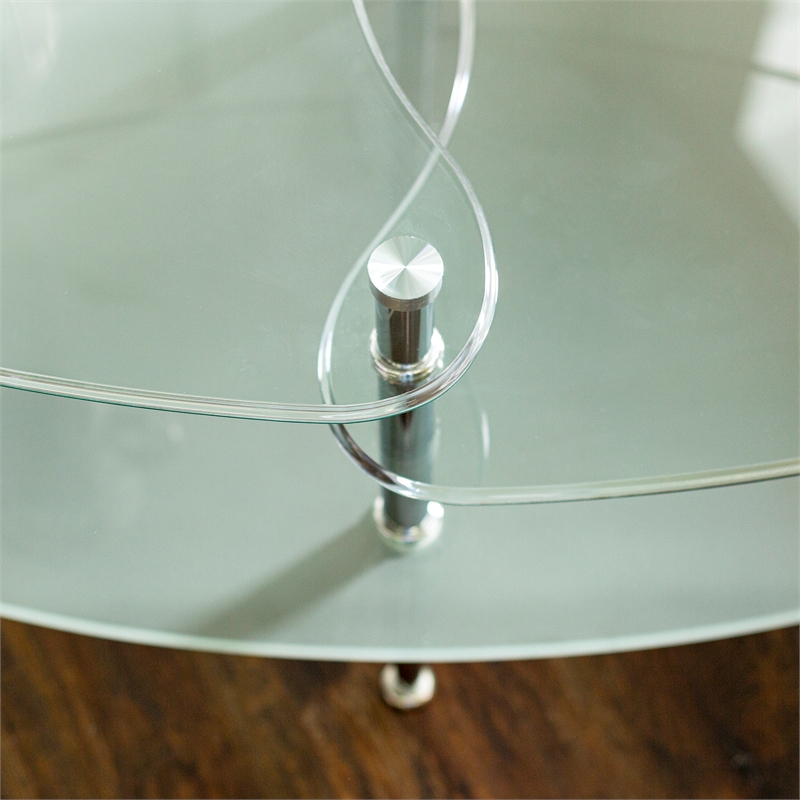 38" Glass Oval Multi-Layer Coffee Table with chrome legs | Cymax Business