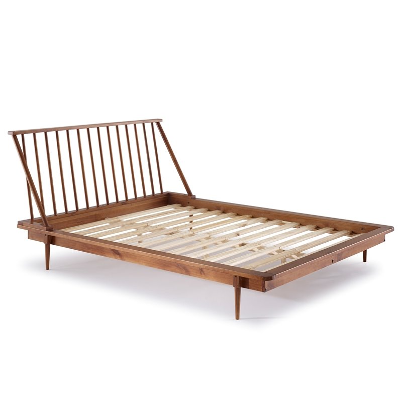Walker Edison Modern Wood Queen Spindle Bed in Caramel - BQSPINCA