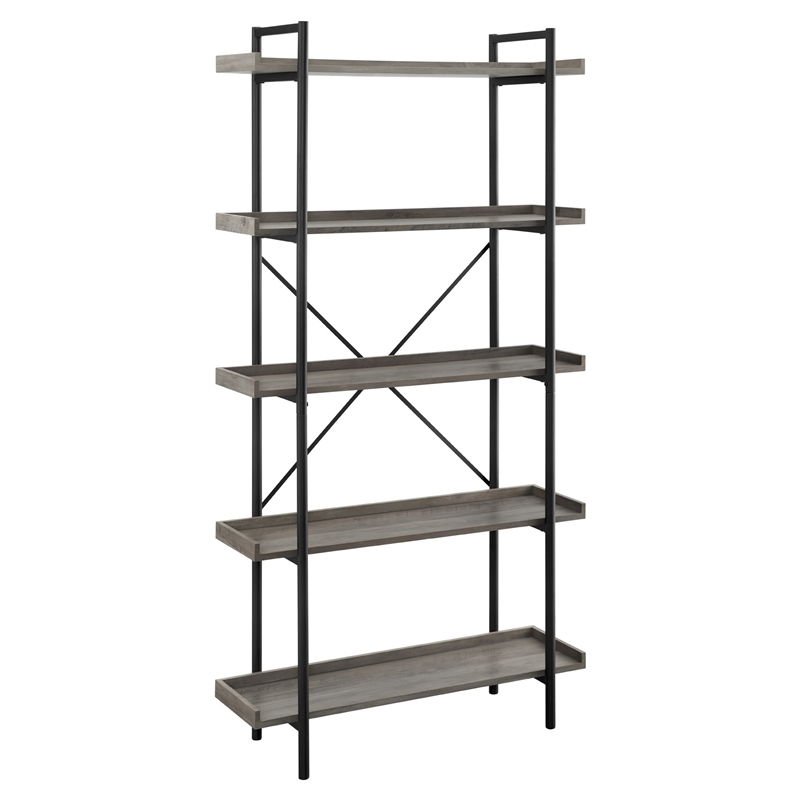 68" Industrial Metal Bookcase - Grey Wash - BS68UPGW