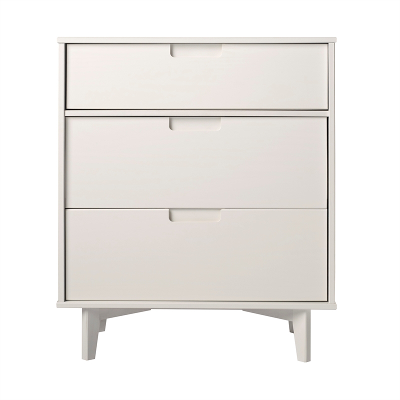 3-Drawer Groove Handle Wood Dresser - White