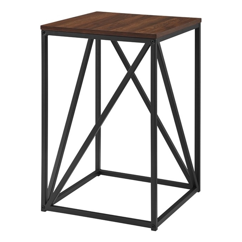 16" Modern Geometric Square Side Table - Dark Walnut - AF16GEOSTDW