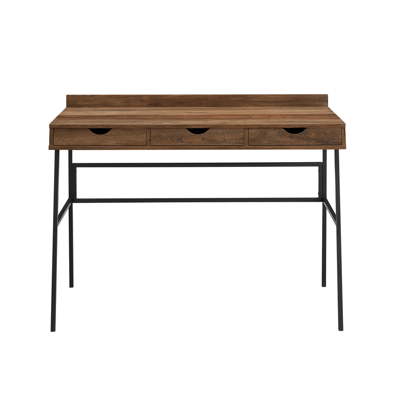 42" 3 Drawer Angled Front Desk - Reclaimed Barnwood | Cymax Business