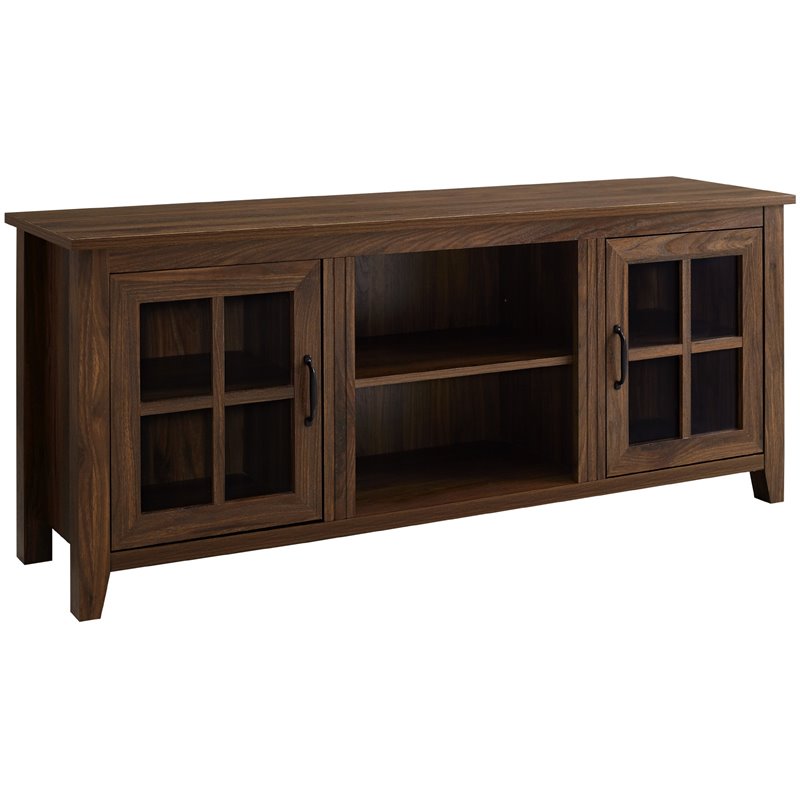 Classic Glass Door TV Console for TVs up to 65" in Dark Walnut | Cymax ...