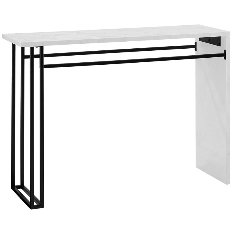 Contemporary Waterfall Metal and Wood Entry Table in Faux White Marble ...