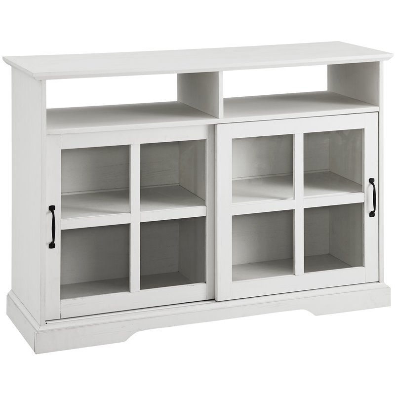 Walker Edison Boden 48" Sliding Glass Door Sideboard in Brushed White ...