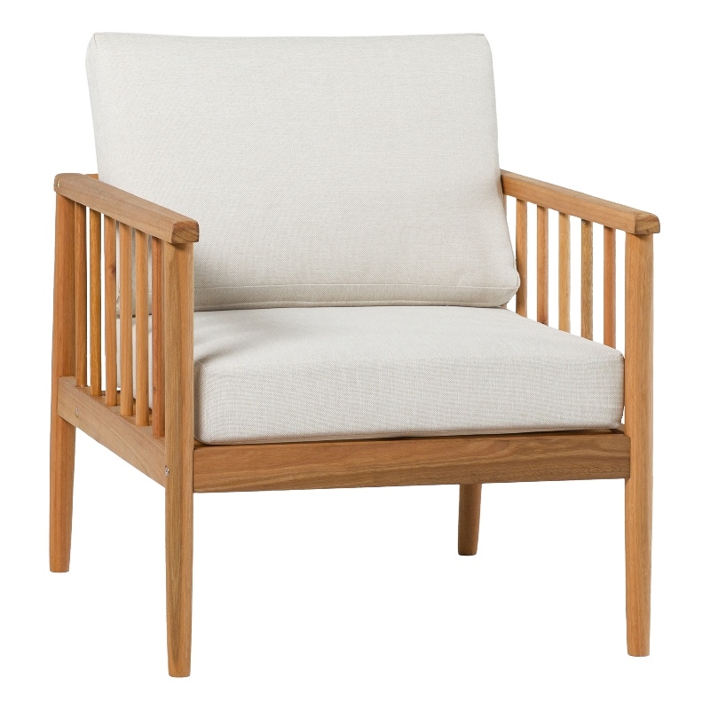 Modern Outdoor Solid Wood Spindle Style Single Lounge Chair - Natural ...