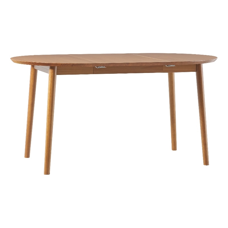 Walker Edison Modern Solid Wood Oval Extension Dining Table - Caramel ...