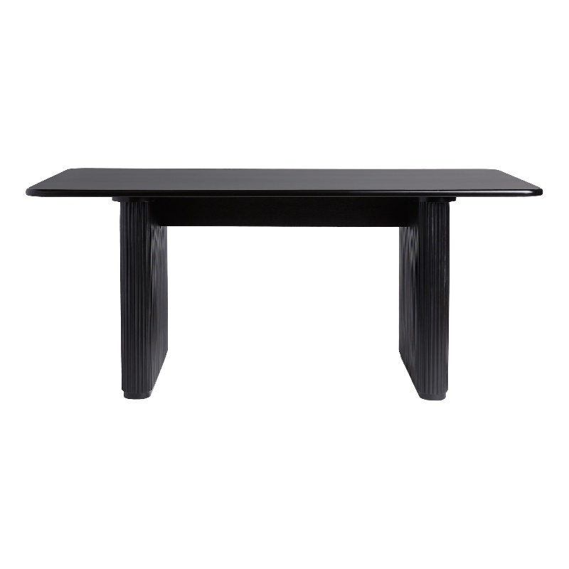 Modern Vertical Reeded Wood Plinth-Base Dining Table - 68 Inch - Black ...