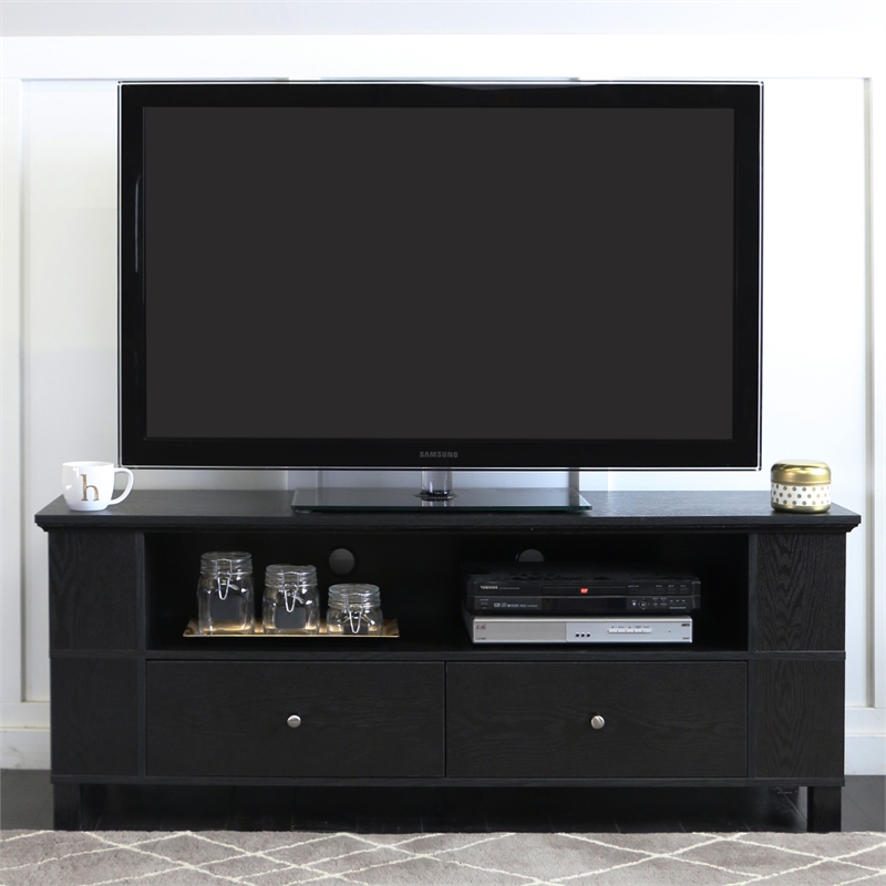 Walker Edison 60" Wood Contemporary TV Stand in Black | Cymax Business