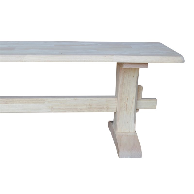 International Concepts Live Edge Unfinished Trestle Bench Homesquare