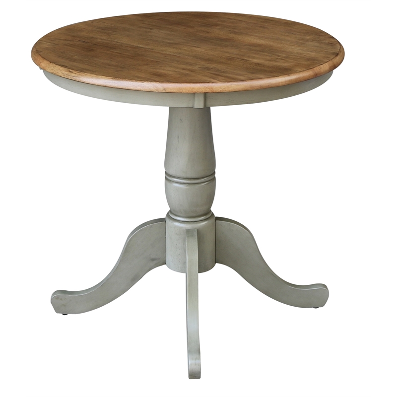 30" Round Wood Distressed Hickory/Stone Table-Dining Height ...