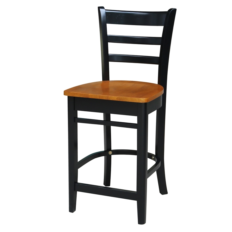 Solid Wood Emily Counter Height Stool in Black/Cherry | Homesquare
