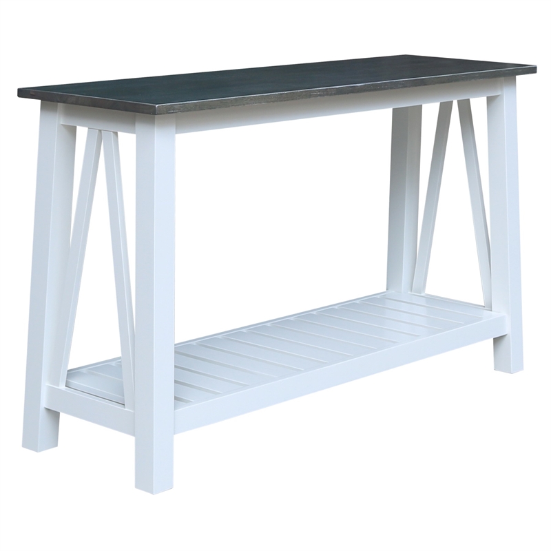 Surrey Solid Wood Console/Sofa Table in White/Heather Gray ...