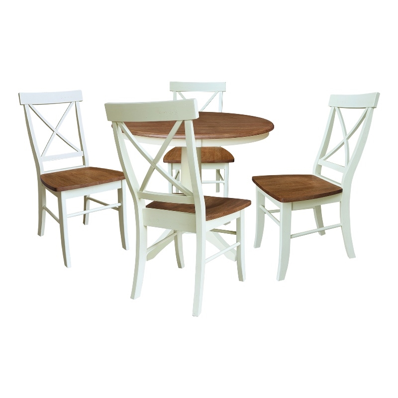36" Round Top Pedestal Dining Table With 2 Emily Chairs - Multi-Color ...