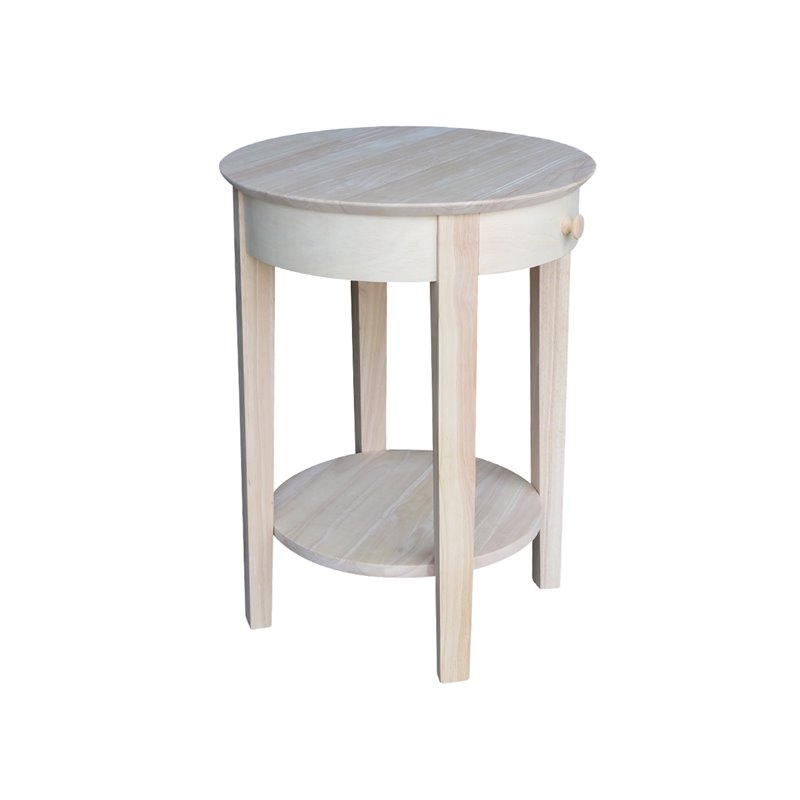 International Concepts Unfinished Accent Table with One Drawer | Cymax ...