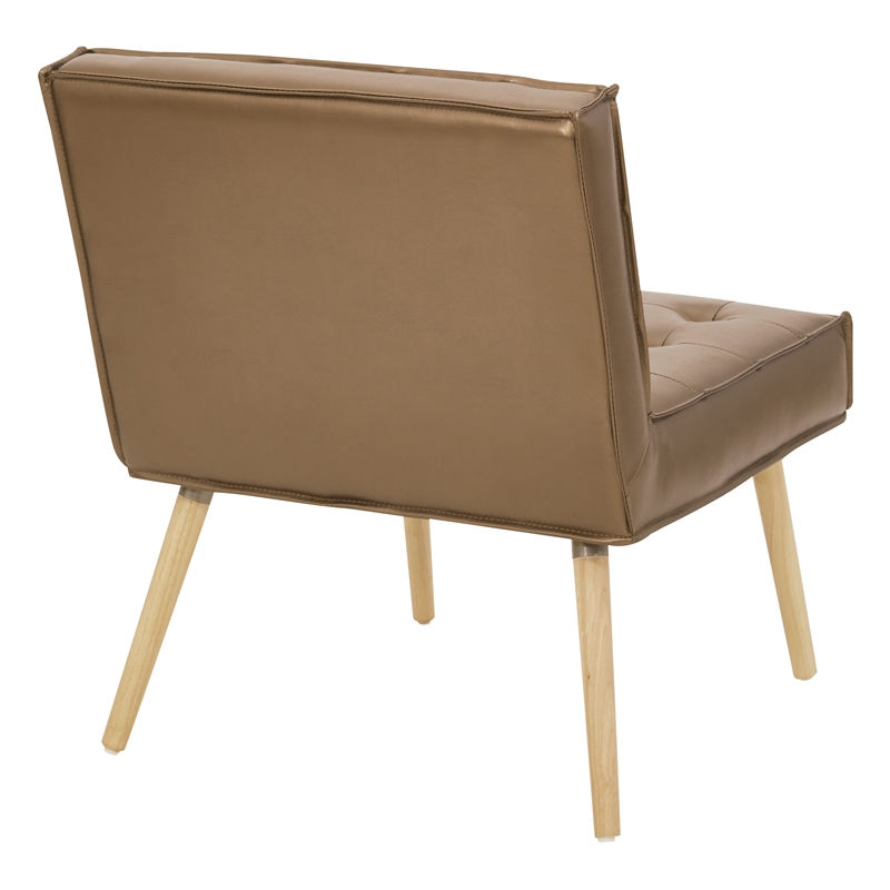 Amity Tufted Accent Chair in Sizzle Copper Fabric with Solid Wood Legs ...