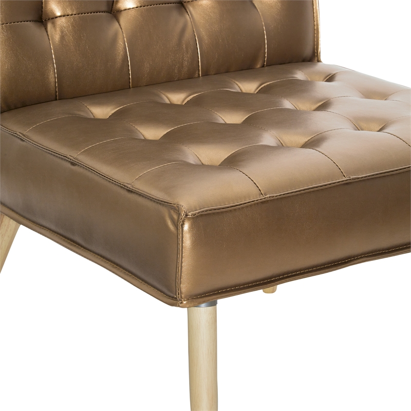 Amity Tufted Accent Chair in Sizzle Copper Fabric with Solid Wood Legs ...