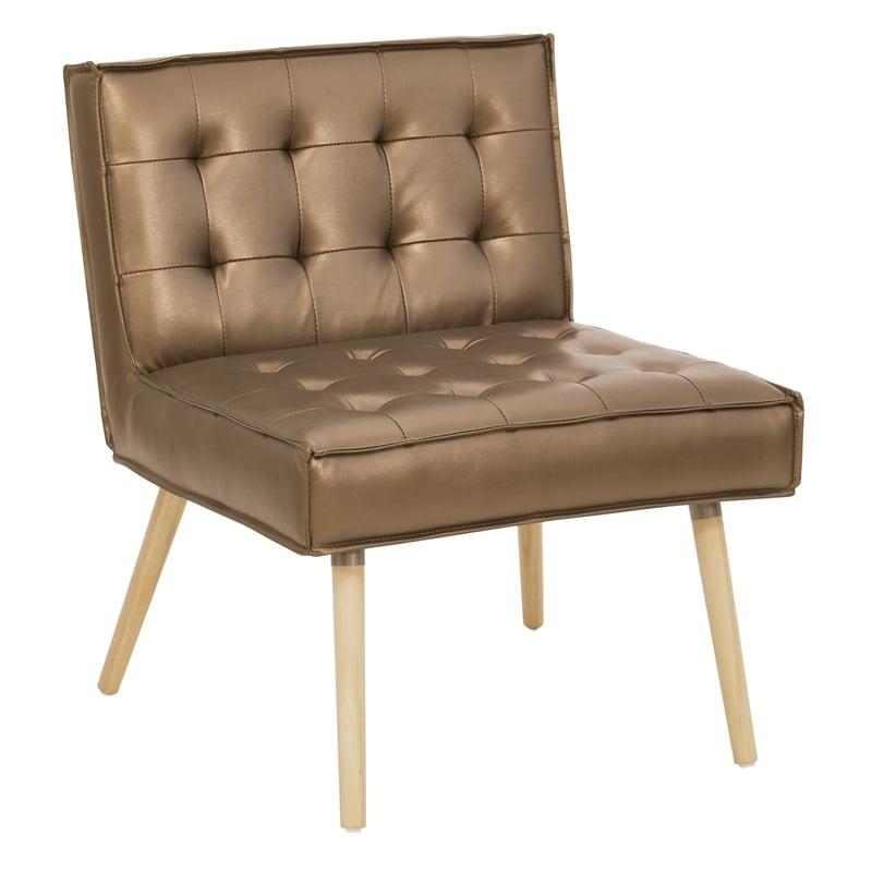 Amity Tufted Accent Chair in Sizzle Copper Fabric with Solid Wood Legs ...