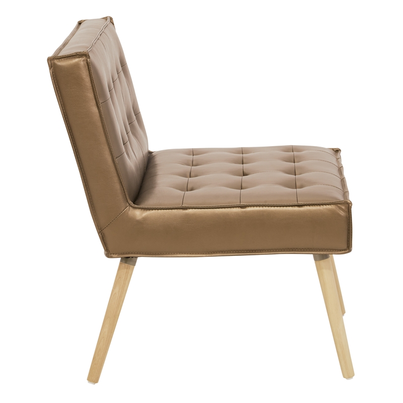 Amity Tufted Accent Chair in Sizzle Copper Fabric with Solid Wood Legs ...