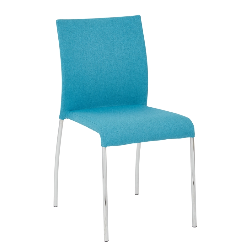 Conway Stacking Chair in Aqua Blue Fabric 2 Pack ...