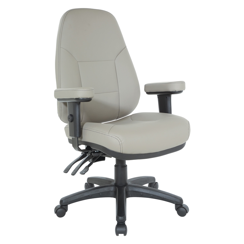 Professional Dual Function Ergonomic High Back Chair in Gray Faux Leather