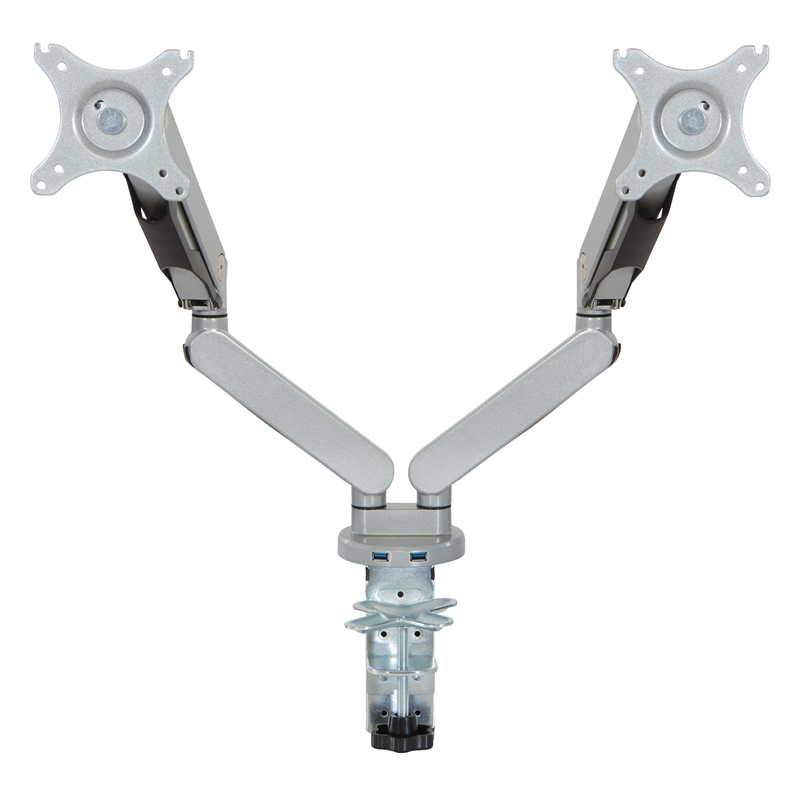 Double Monitor Arm 17"-30" in Silver Aluminum Finish | Cymax Business