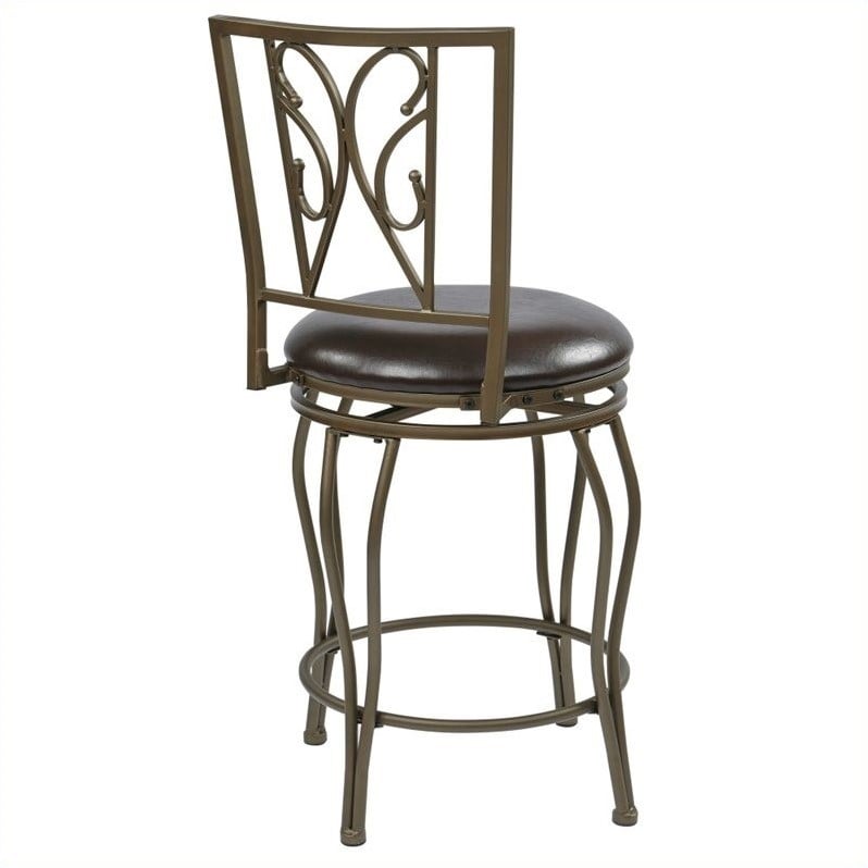 24.25" Metal Swivel Counter Stool in Espresso - CSM2724-ES