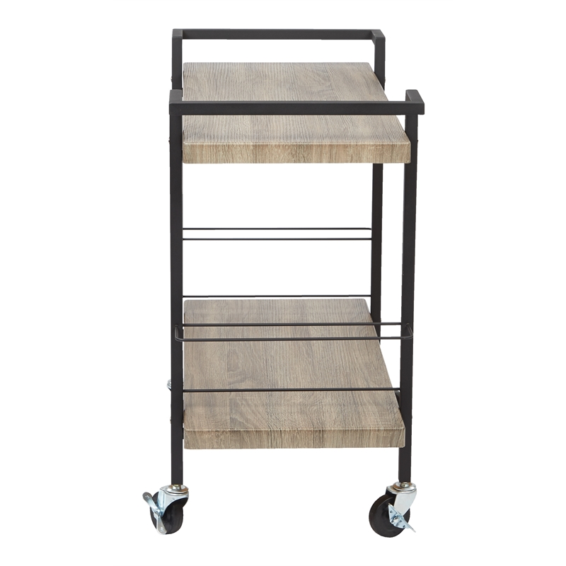 Maxwell Serving Cart in Ash Brown Veneer Finish with Black Steel Frame ...