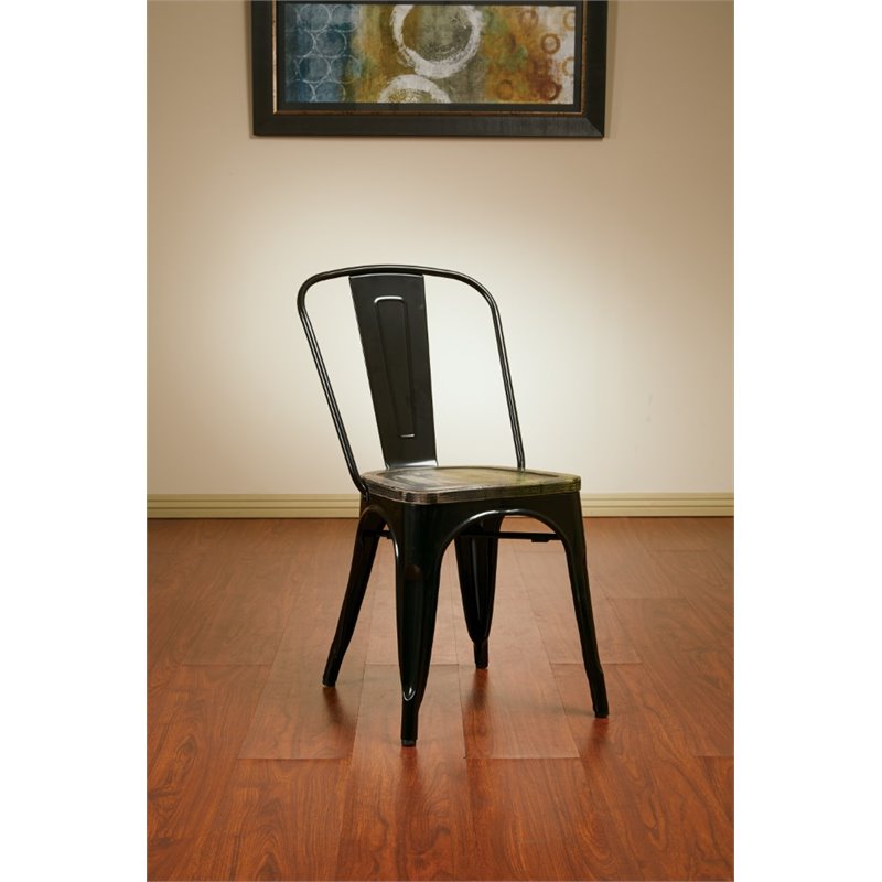 Bristow Metal Stacking Chair in Black and Ash Cameron Seat (Set of 2 ...