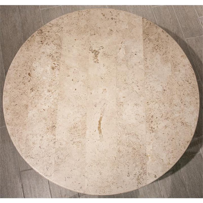 Riverside Furniture Capri Round Travertine Stone Top Coffee Table in ...