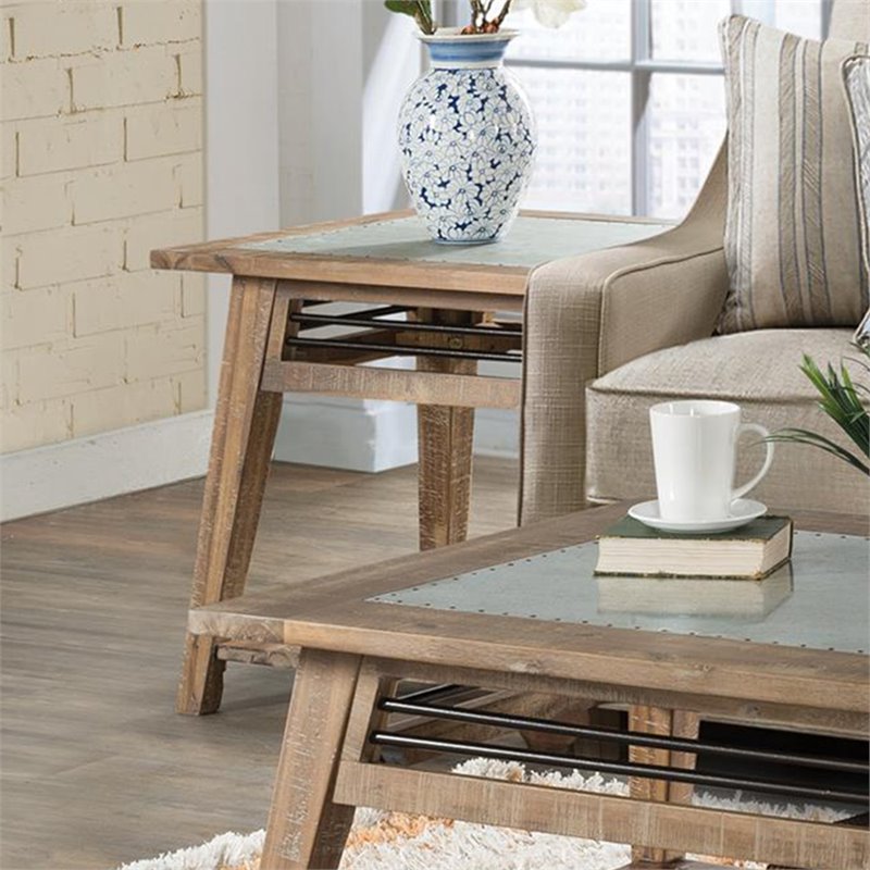 Riverside Furniture Rowan 28" Wood End Table in Natural Rough Hewn Gray ...