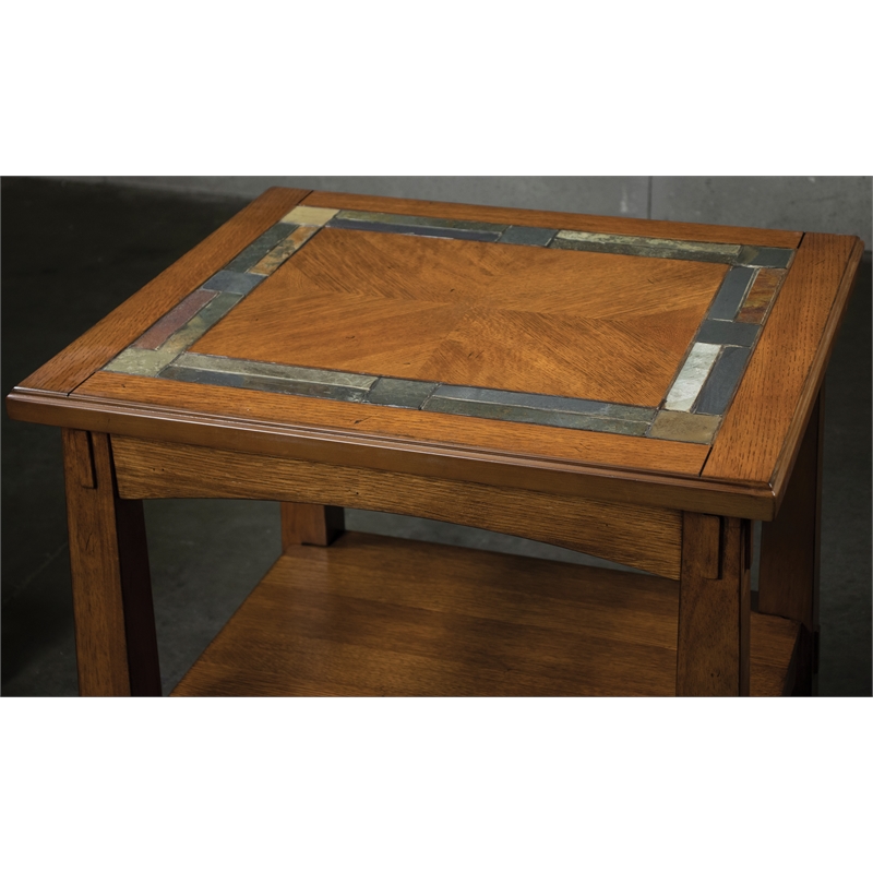 Riverside Furniture Craftsman Wood Home Side Table in Americana Oak ...