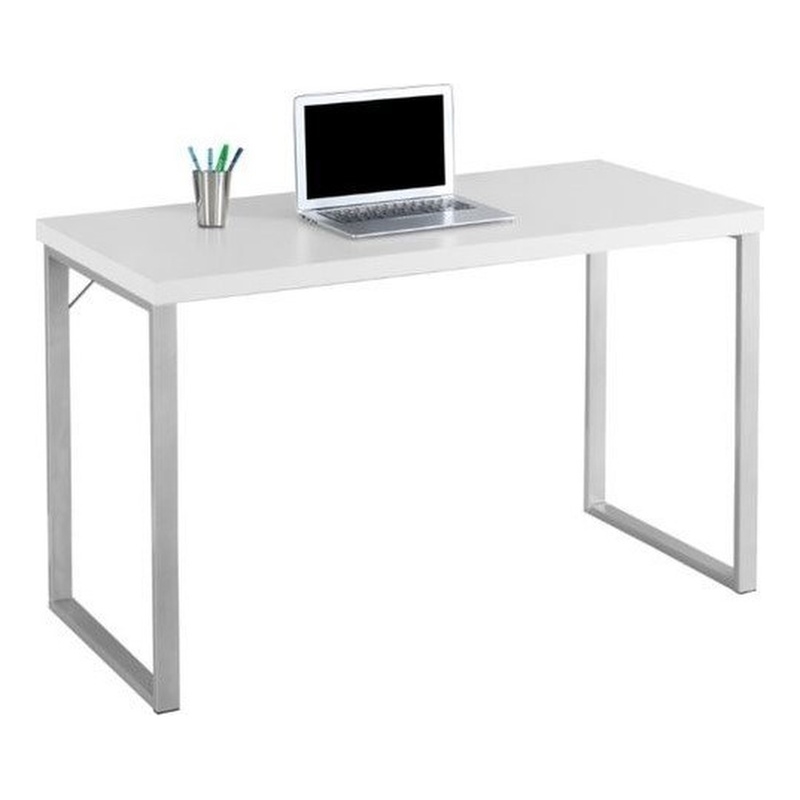 Computer Desk Home Office Laptop 48"L Work Metal Laminate White Grey ...