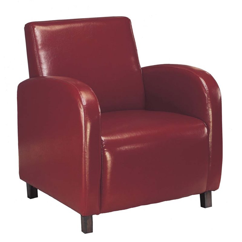 Monarch Faux Leather Accent Chair in Burgundy - I 8051