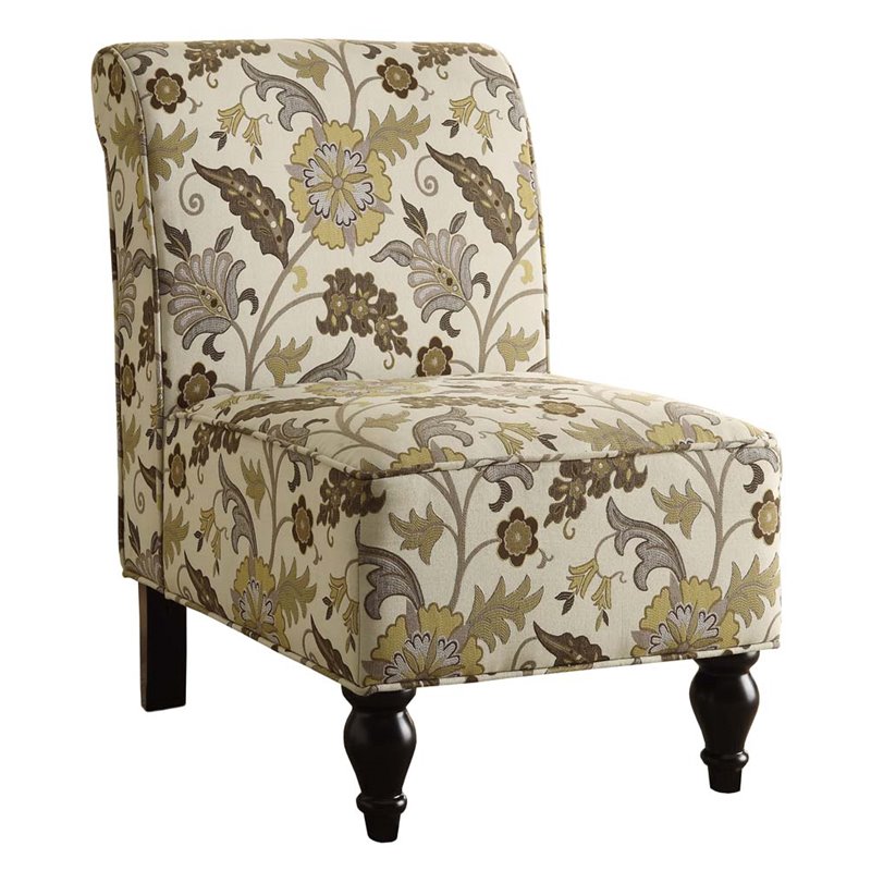 Monarch Traditional Fabric Accent Chair in Brown Gold Floral - I 8125