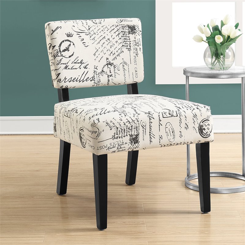Monarch Slipper Chair in French Script Print - I 8286