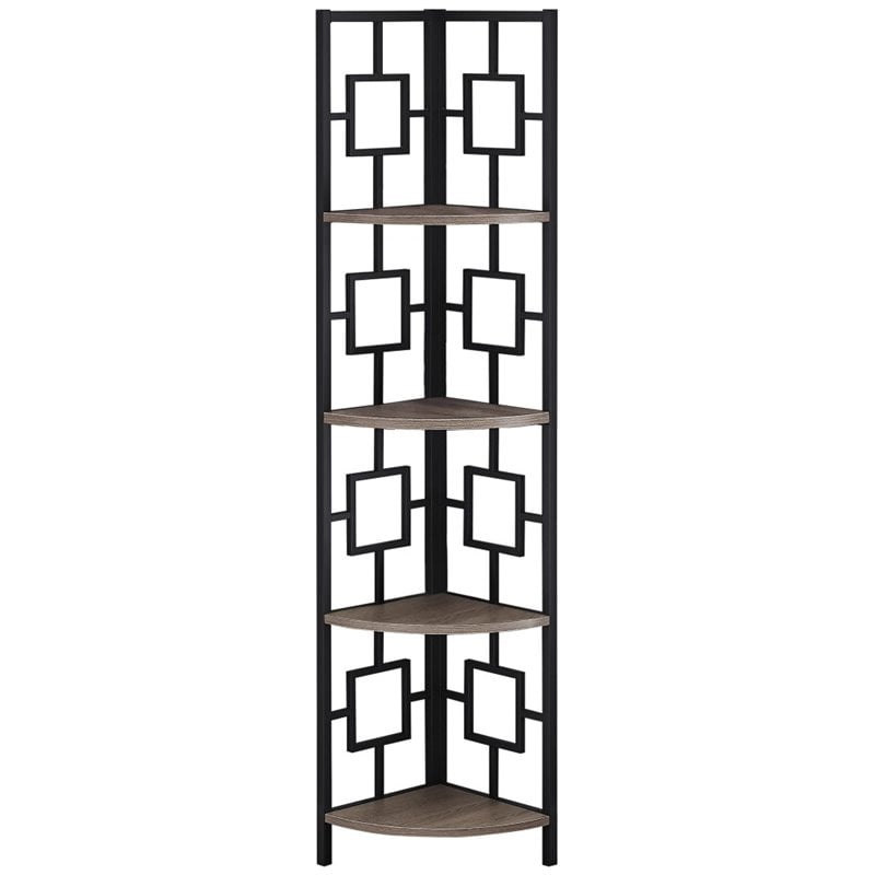 Bookshelf Etagere Corner 4 Tier 62"H Office Bedroom Metal Brown | Bush ...
