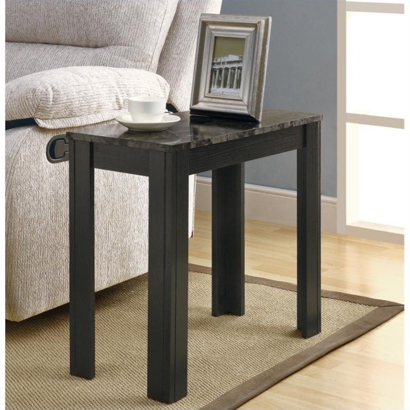 Monarch Accent End Table in Black and Grey Marble | Cymax Business