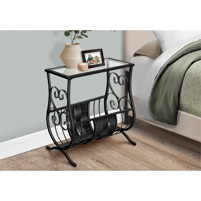 Accent Table Side End Magazine Nightstand Narrow Bedroom Metal Black ...