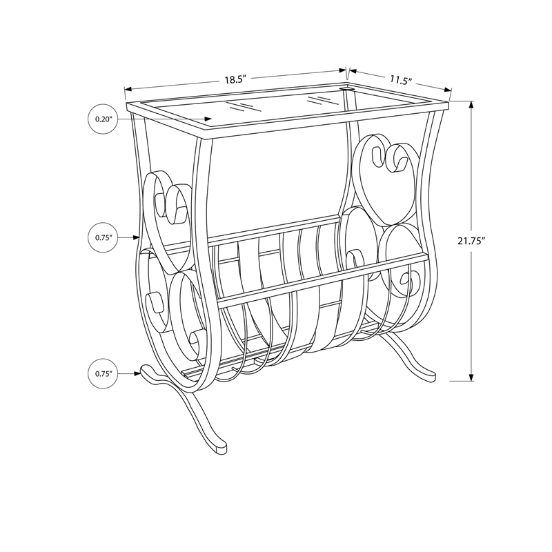 Accent Table Side End Magazine Nightstand Narrow Bedroom Metal Black ...