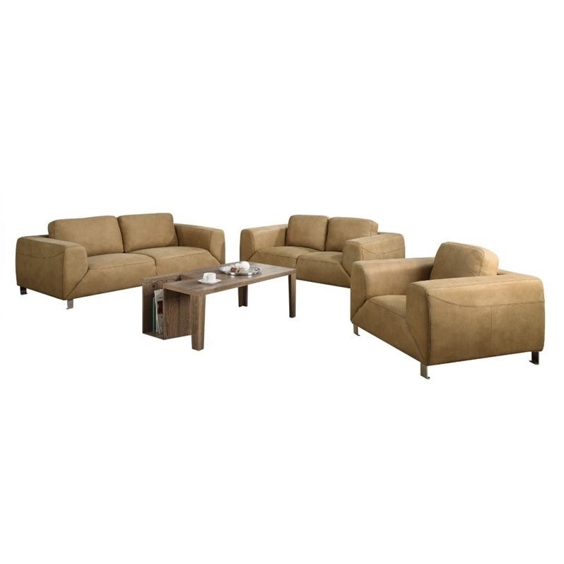 Contrast Micro Suede Sofa in Tan - I8513TN