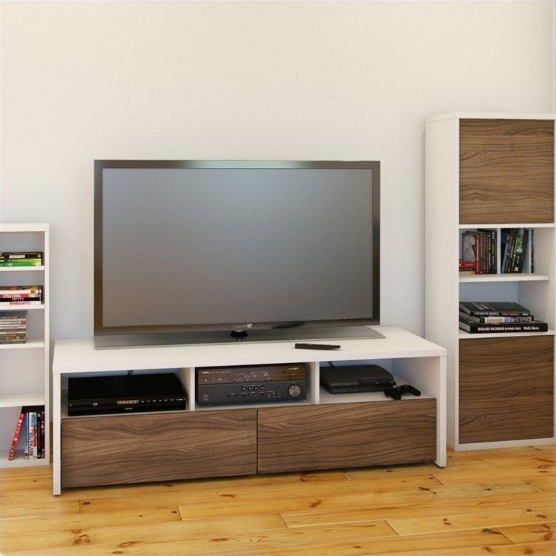 Nexera 210403 Liber-T TV Stand 60-inch White and Walnut - 210403