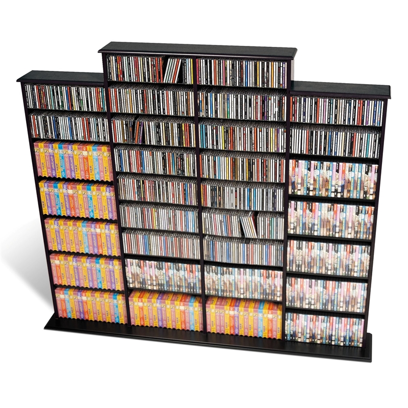 Prepac Quad 64" CD DVD Wall Media Storage Rack in Black | Cymax Business