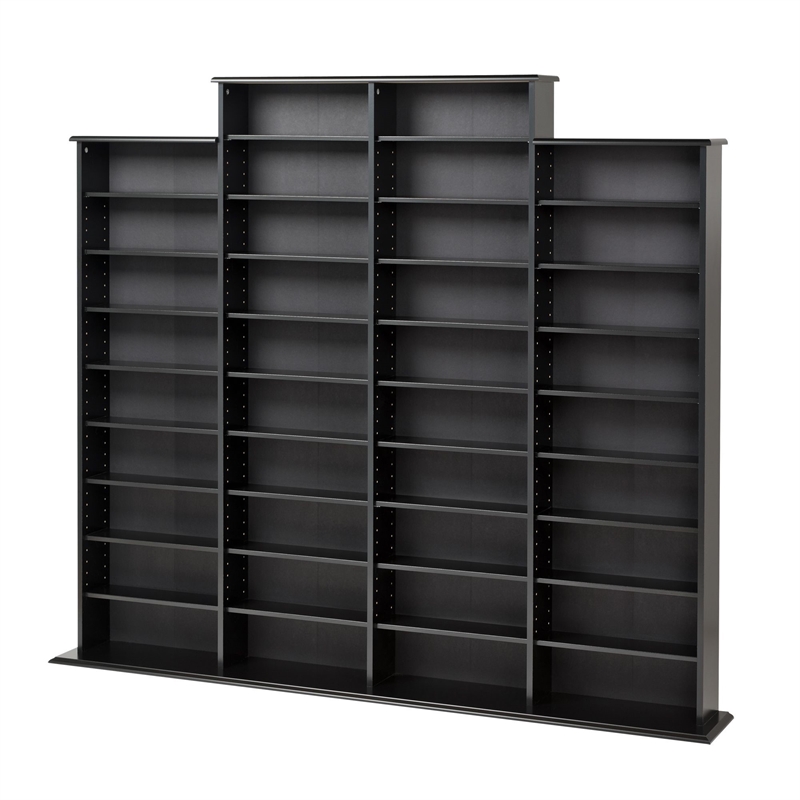 Prepac Quad 64" CD DVD Wall Media Storage Rack in Black | Cymax Business