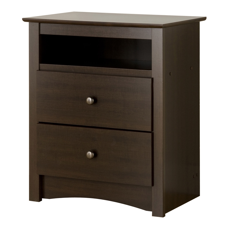 Prepac Sonoma 23.25 in. 2-Drawer Engineered Wood Nightstand in Espresso