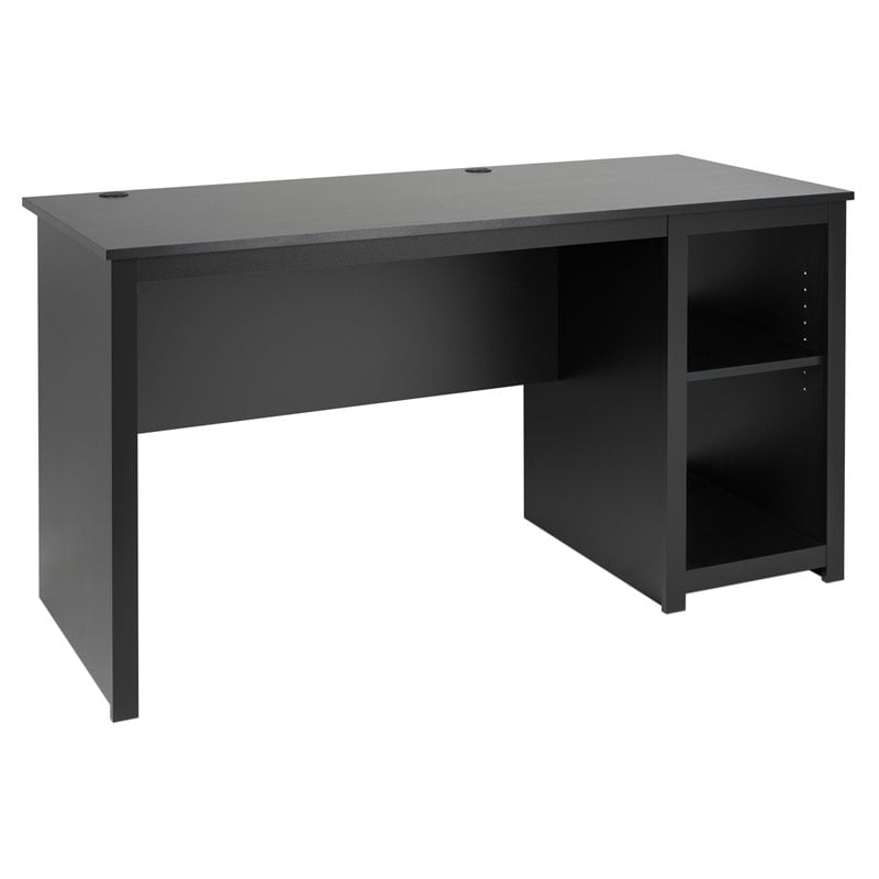 Prepac Sonoma Computer Desk with Side Compartment in Black | Cymax Business