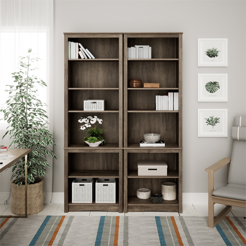 Prepac Home Office Drifted Gray Engineered Wood 6-Shelf Bookcase