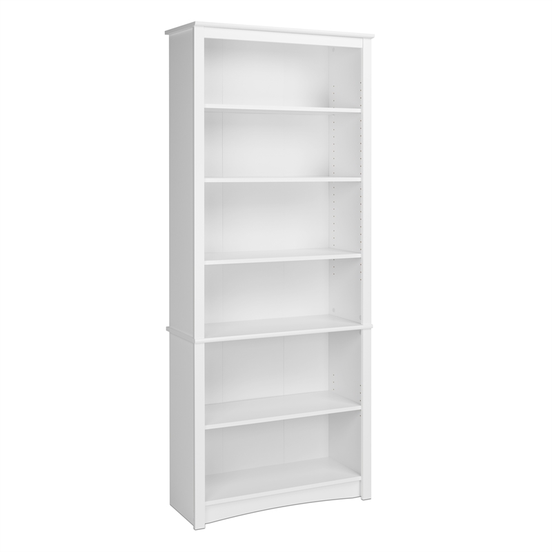 Prepac Home Office 6-Shelf White Engineered Wood Standard Bookcase